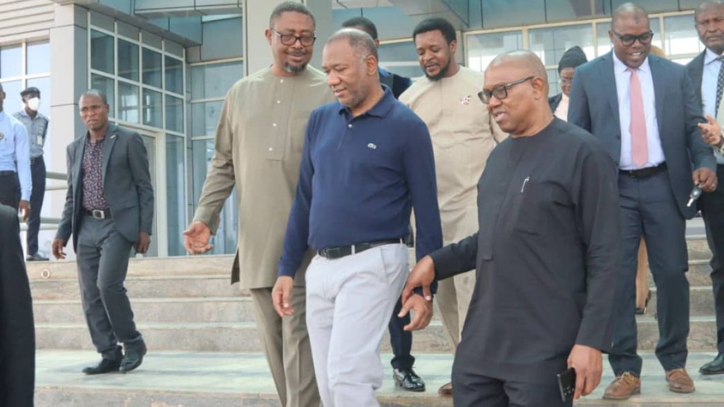 Peter Obi visits running mate Baba-Ahmed's Baze University in Abuja ...