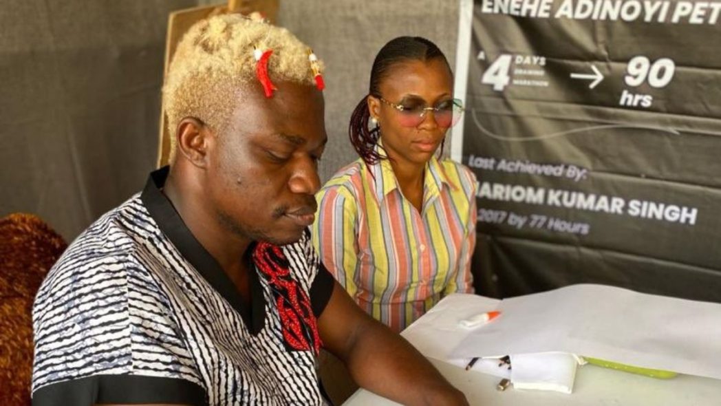 Nigerian artist Peter Enehe attempts 90-hour caricature marathon for ...